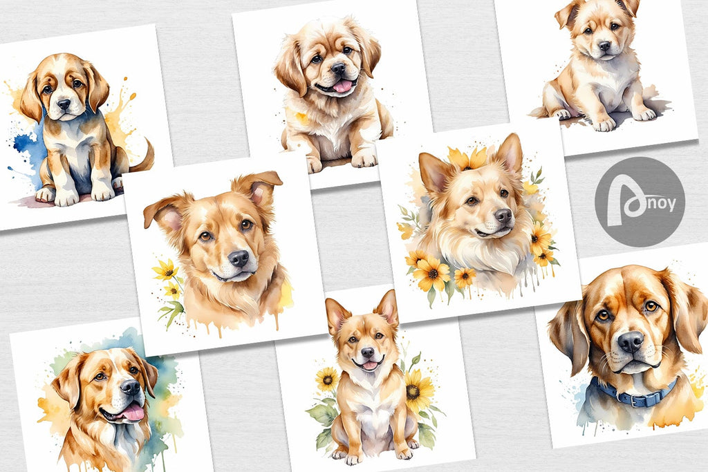 Digital Paper Dog Watercolor Texture - So Fontsy