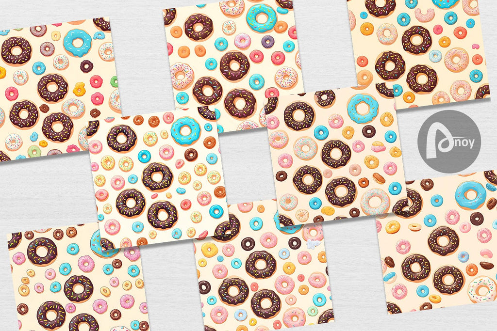 Digital Paper Donuts Seamless Patterns - So Fontsy