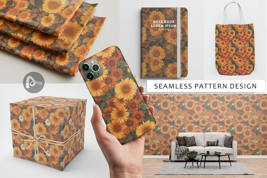 Digital Paper Fall Flowers Patterns - So Fontsy