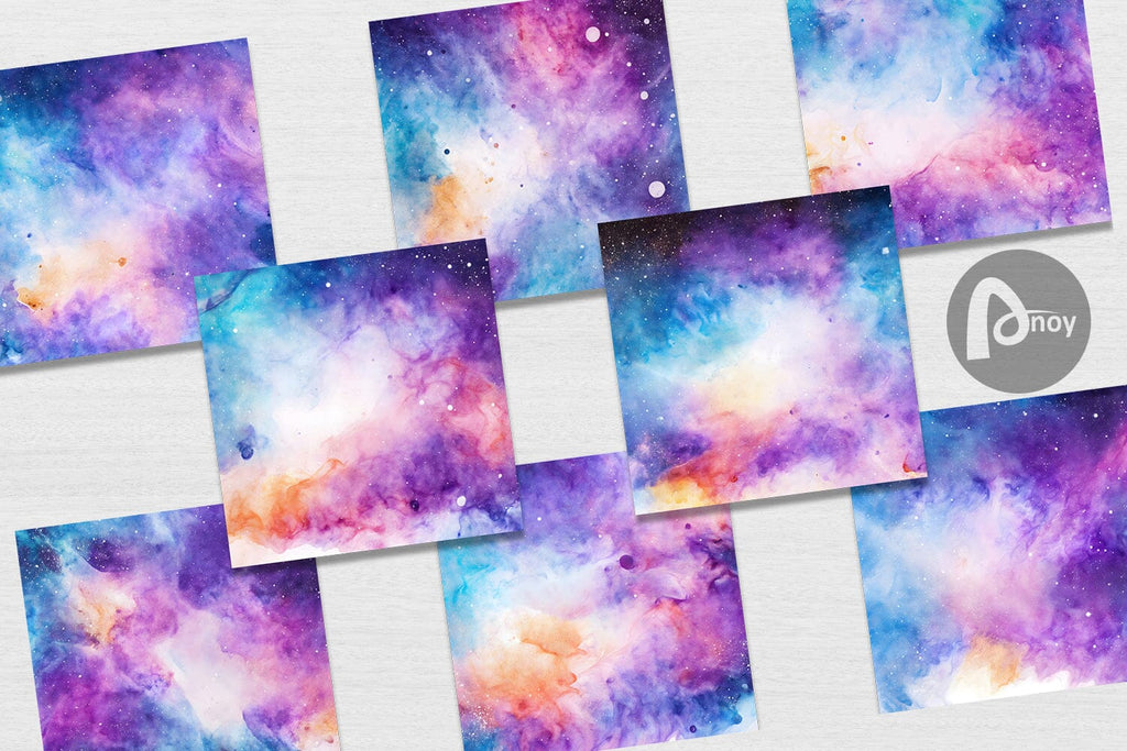 Digital paper Galaxy Space Watercolor - So Fontsy