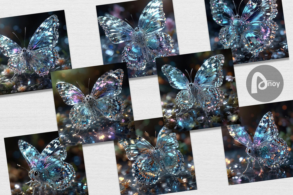 Digital Paper Glass Butterfly Glitter - So Fontsy