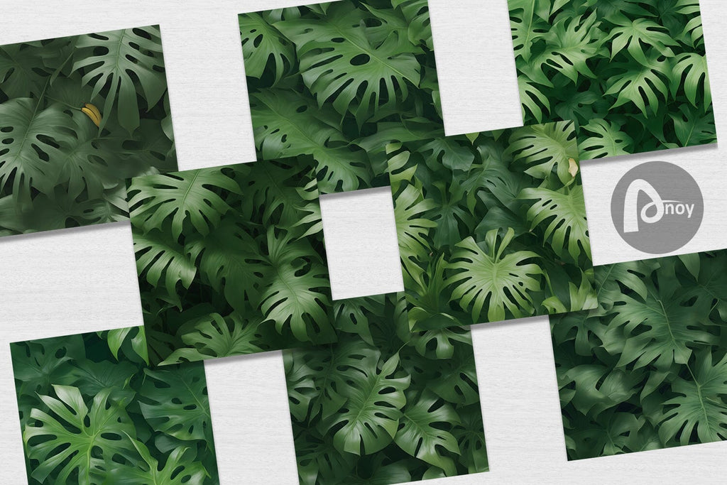 Digital Paper Green Leaf Background - So Fontsy