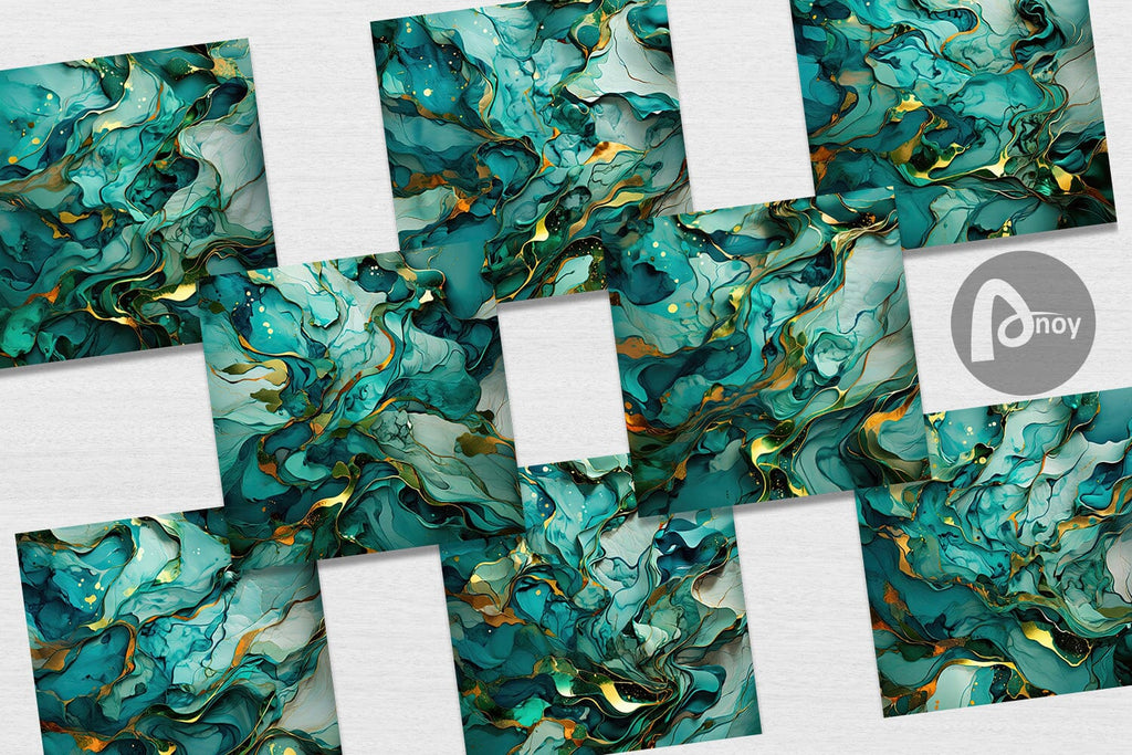 Digital Paper Green Marble Painting - So Fontsy