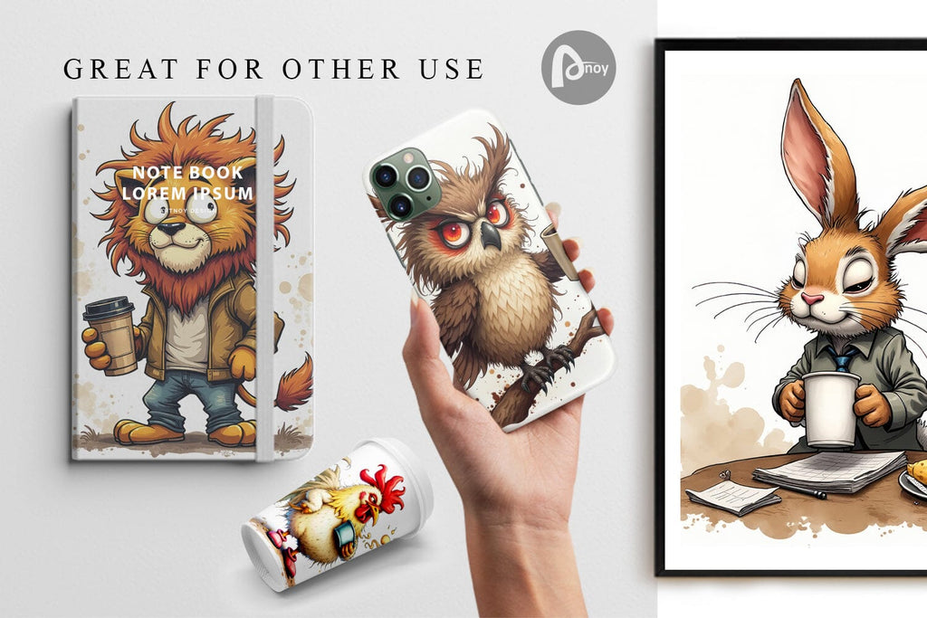 Digital Paper Grumpy Animal Morning - So Fontsy