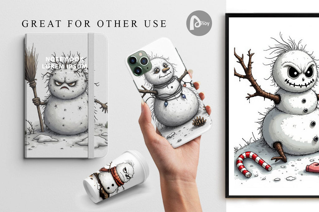 Digital Paper Grumpy Snowman - So Fontsy