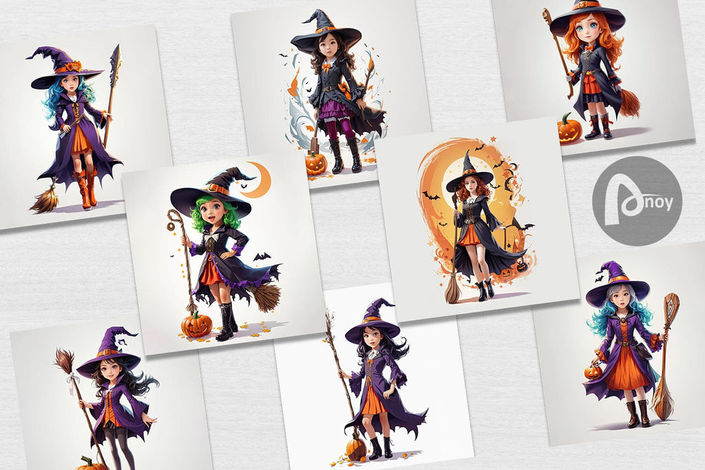 Digital Paper Halloween Witch - So Fontsy