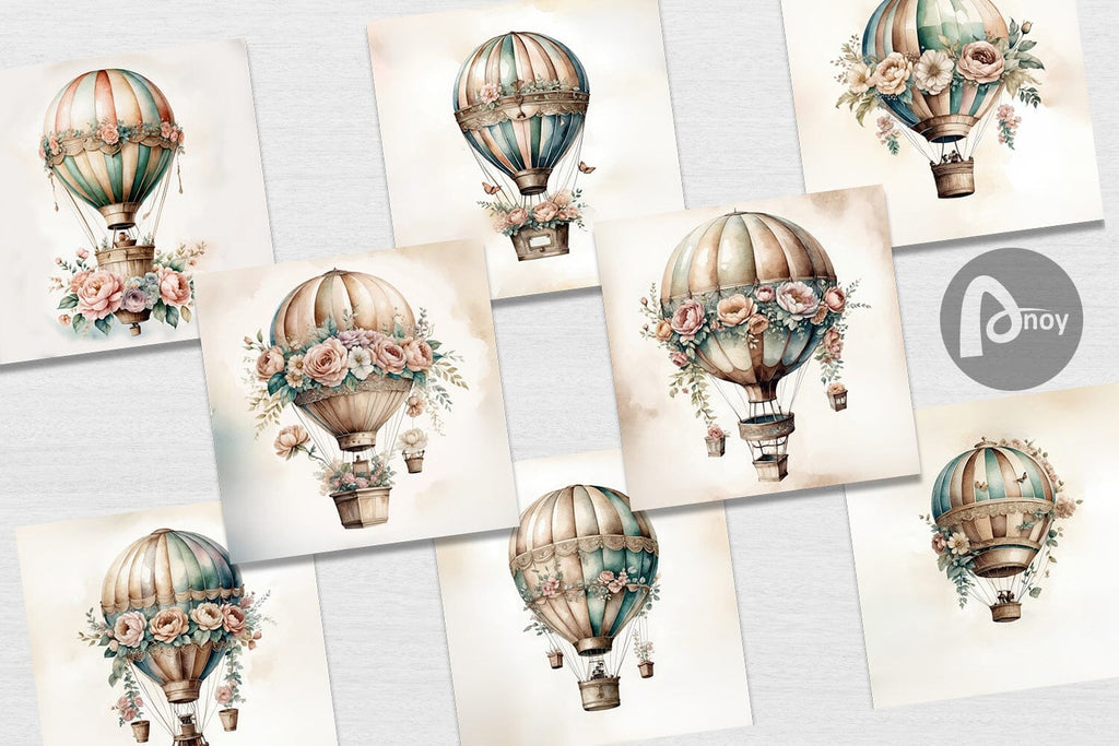 Digital Paper Hot Air Balloon - So Fontsy