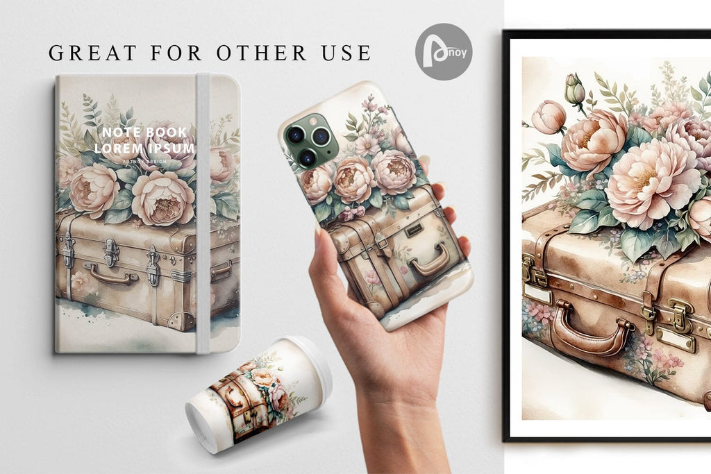 Digital Paper Leather Suitcase - So Fontsy