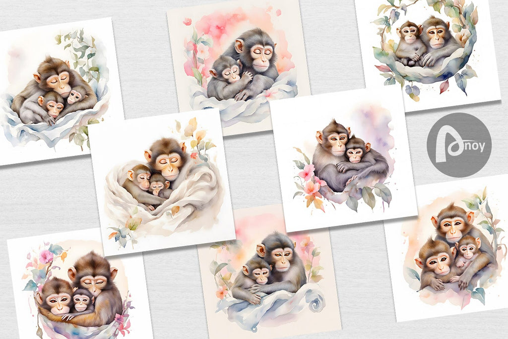 Digital Paper Mothers Day Monkey - So Fontsy