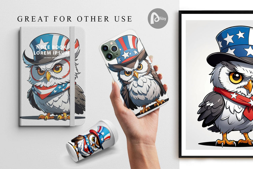 Digital Paper Patriotic Owl - So Fontsy