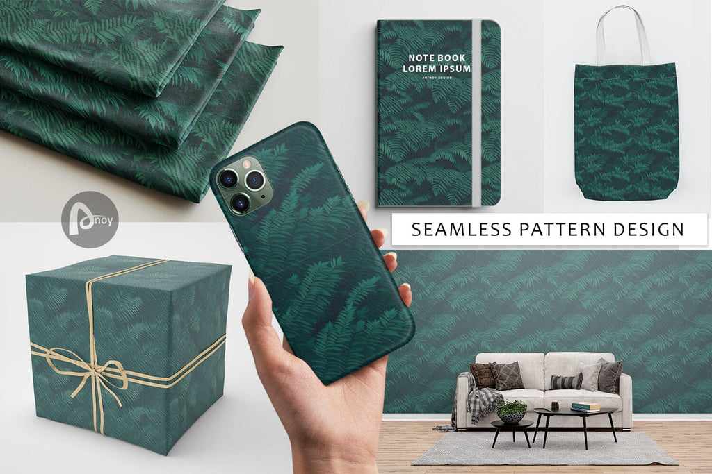 Digital Paper Pattern Green Leaves - So Fontsy