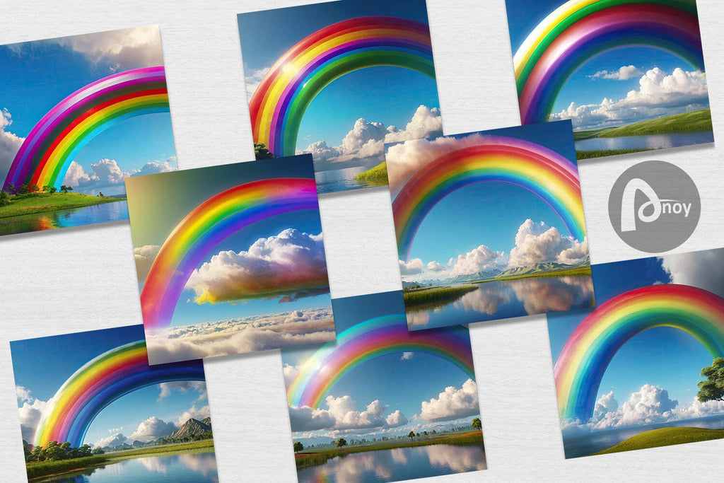 Digital Paper Rainbow in Sky - So Fontsy