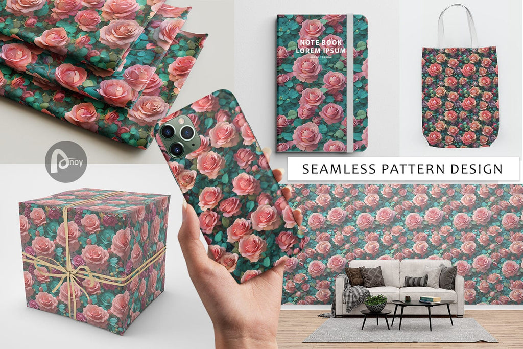 Digital Paper Rose Flower Pattern - So Fontsy