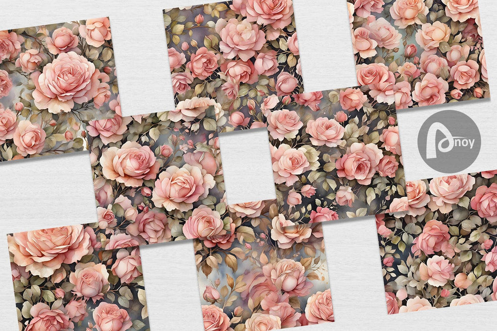 Digital Paper Rose Watercolor Texture - So Fontsy