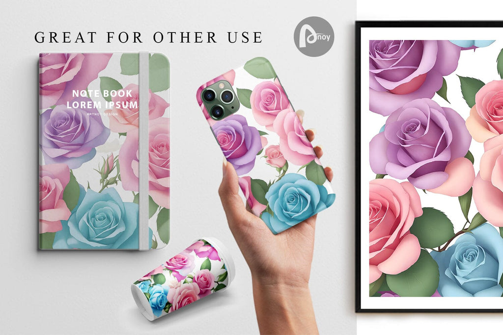 Digital Paper Roses Flowers Pattern - So Fontsy