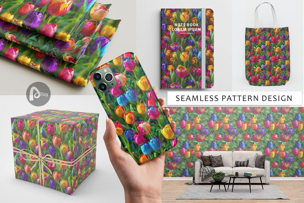 Digital Paper Tulip Flower Pattern - So Fontsy