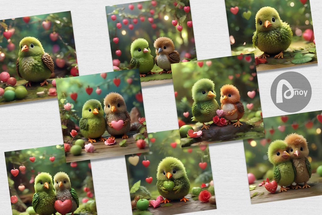Digital Paper Valentine Cute Kiwi Bird - So Fontsy