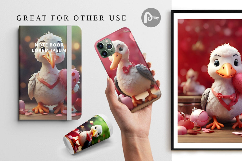 Digital Paper Valentine Cute Stork Bird - So Fontsy