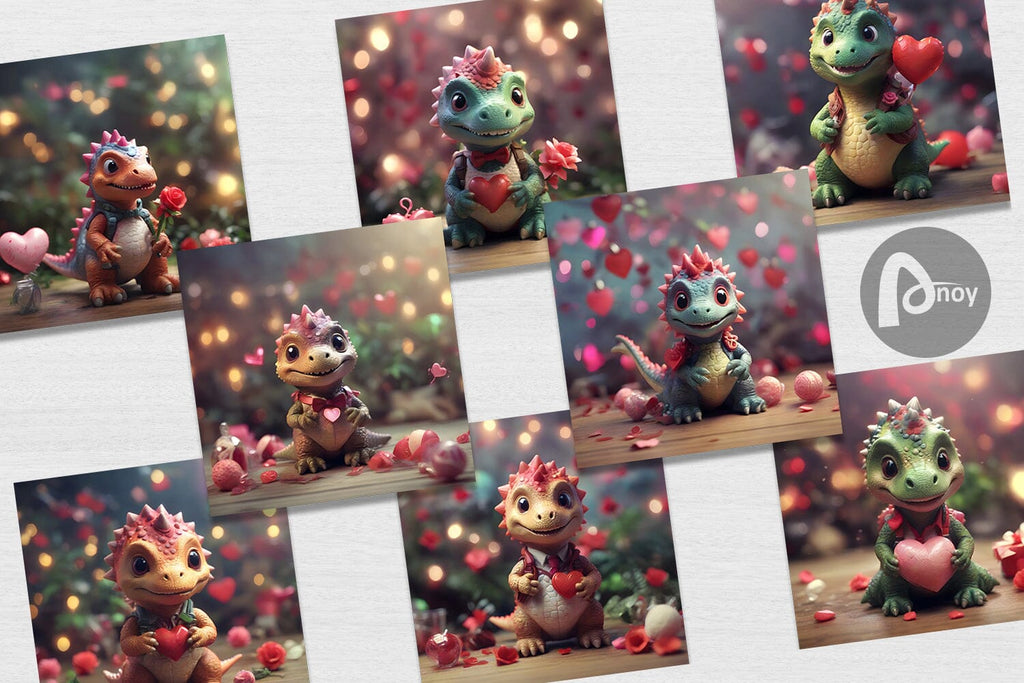 Digital Paper Valentine Dinosaur - So Fontsy