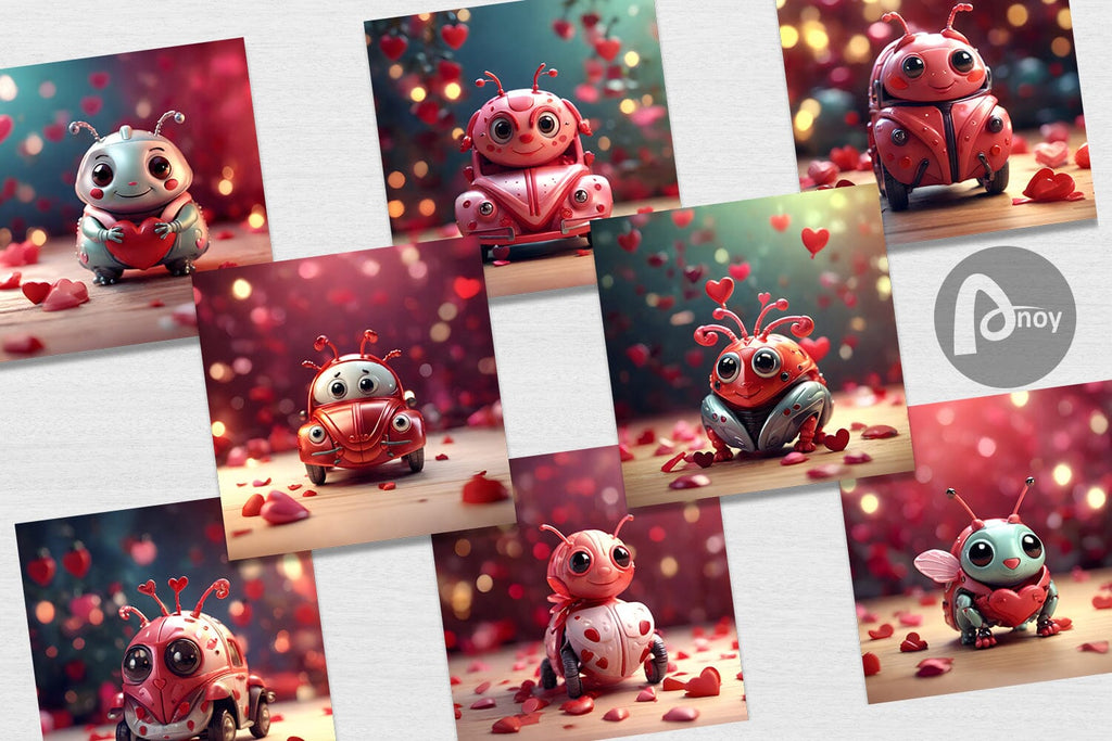 Digital Paper Valentine Love Bug - So Fontsy