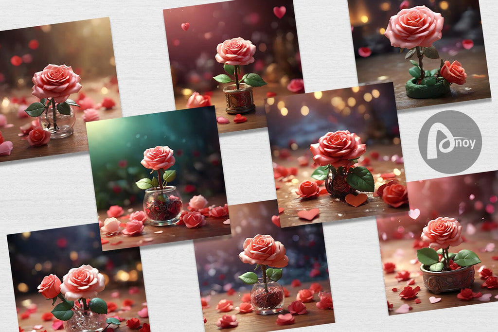 Digital Paper Valentine Rose Flower - So Fontsy