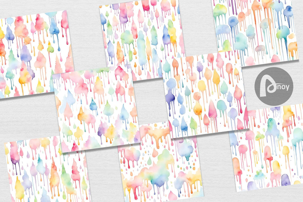 Digital Paper Watercolor Dripping - So Fontsy