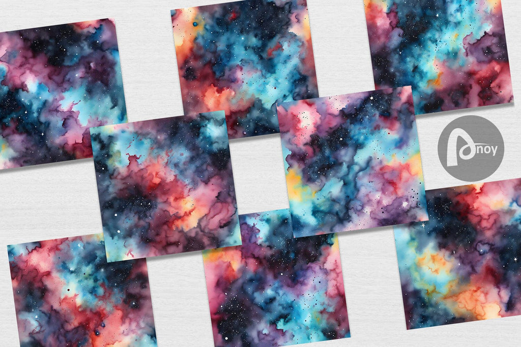 Digital Paper Watercolor Galaxy Space - So Fontsy