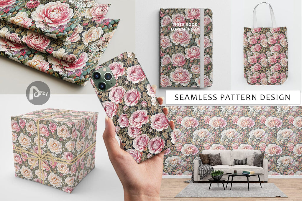Digital Paper Watercolor Roses Pattern - So Fontsy