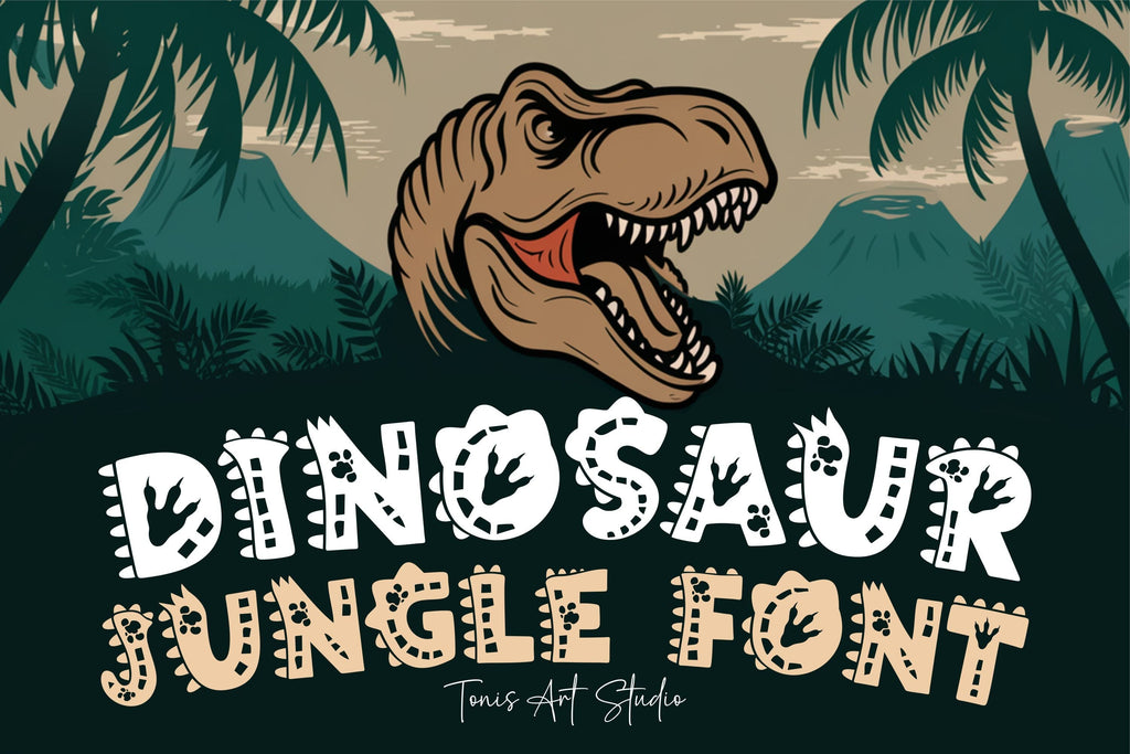 Dinosaur Jungle Font | SVG, OTF, TTF | Kids' Dino Alphabet - So Fontsy