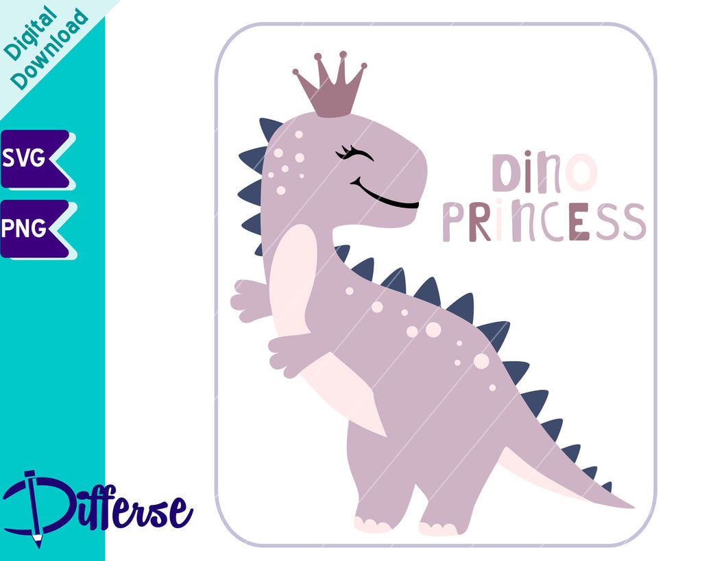 Dinosaur Princess SVG | Girl Dinosaur SVG - So Fontsy