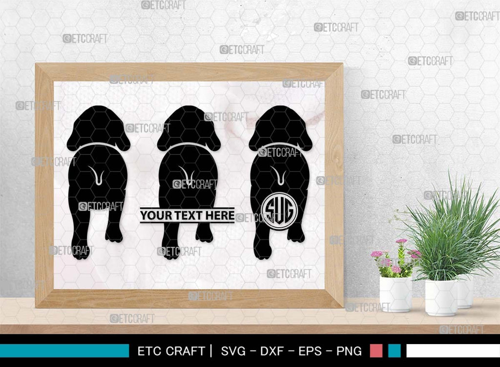 Dog Butt Monogram, Dog Butt Silhouette, Dog Butt SVG, Dog Svg, Dog ...