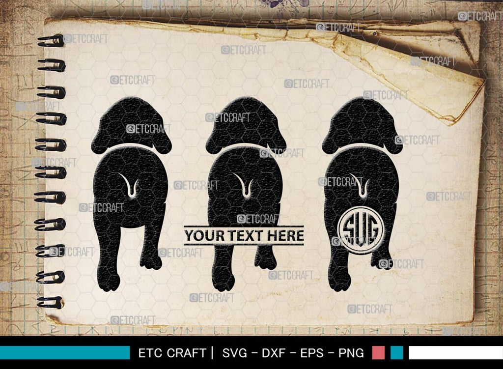 Dog Butt Monogram, Dog Butt Silhouette, Dog Butt SVG, Dog Svg, Dog ...