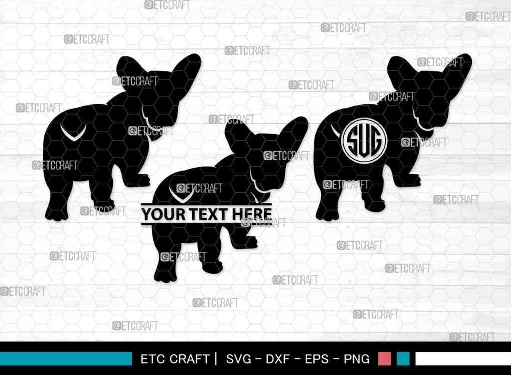 Dog Butt Monogram, Dog Butt Silhouette, Dog Butt SVG, Dog Svg, Dog ...