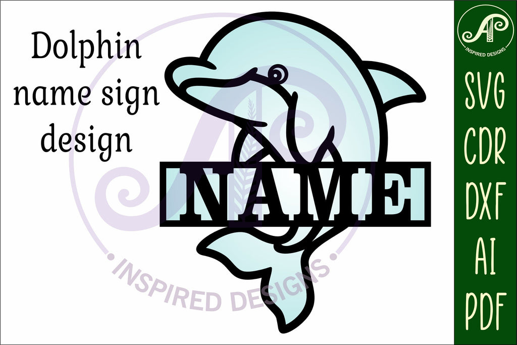 Dolphin name sign SVG Ocean theme laser cut template, door or wall ...