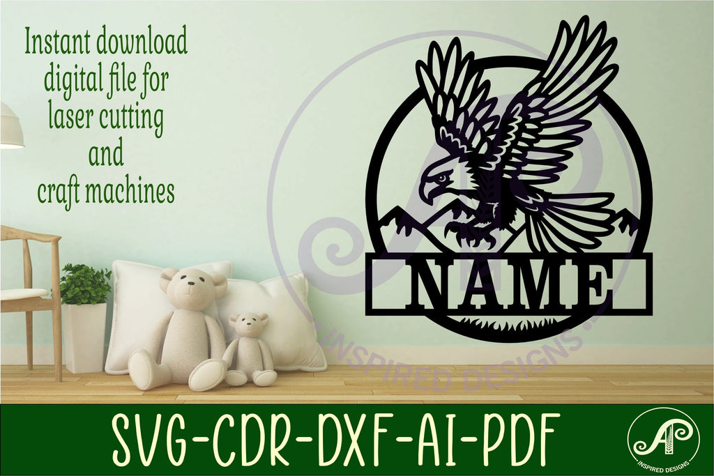 Eagle name sign svg laser - So Fontsy