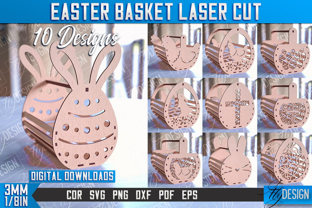 Easter Basket Laser Cut | Happy Easter Egg Basket | CNC File - So Fontsy