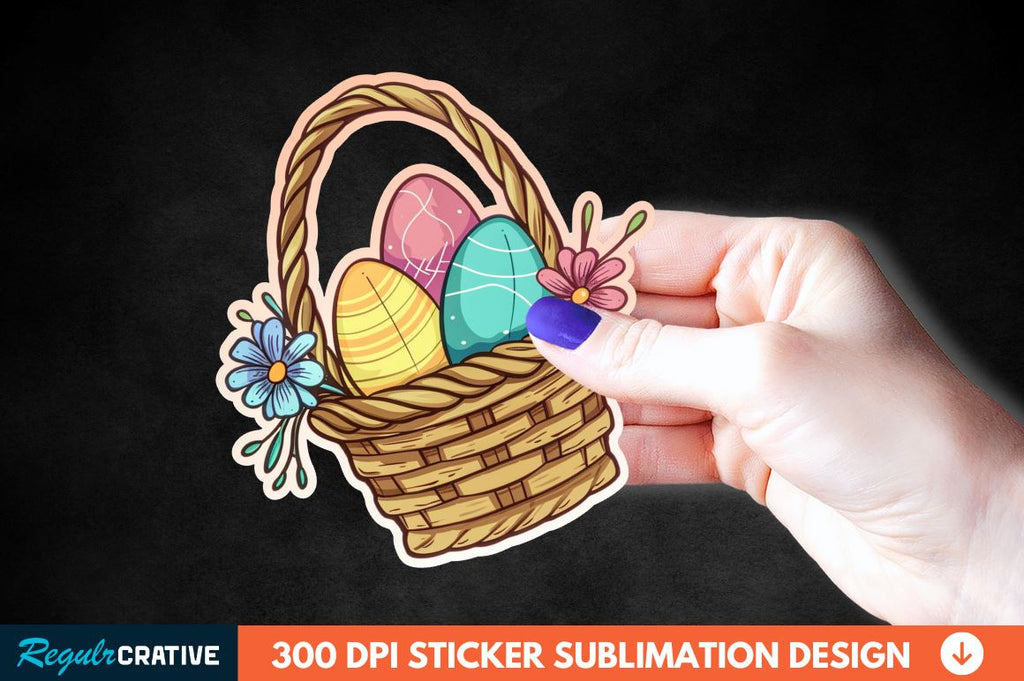 Easter Basket Sticker Clipart - So Fontsy