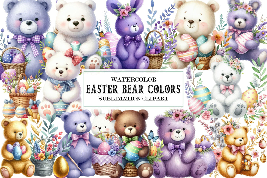 Easter Bear Colors Clipart - So Fontsy