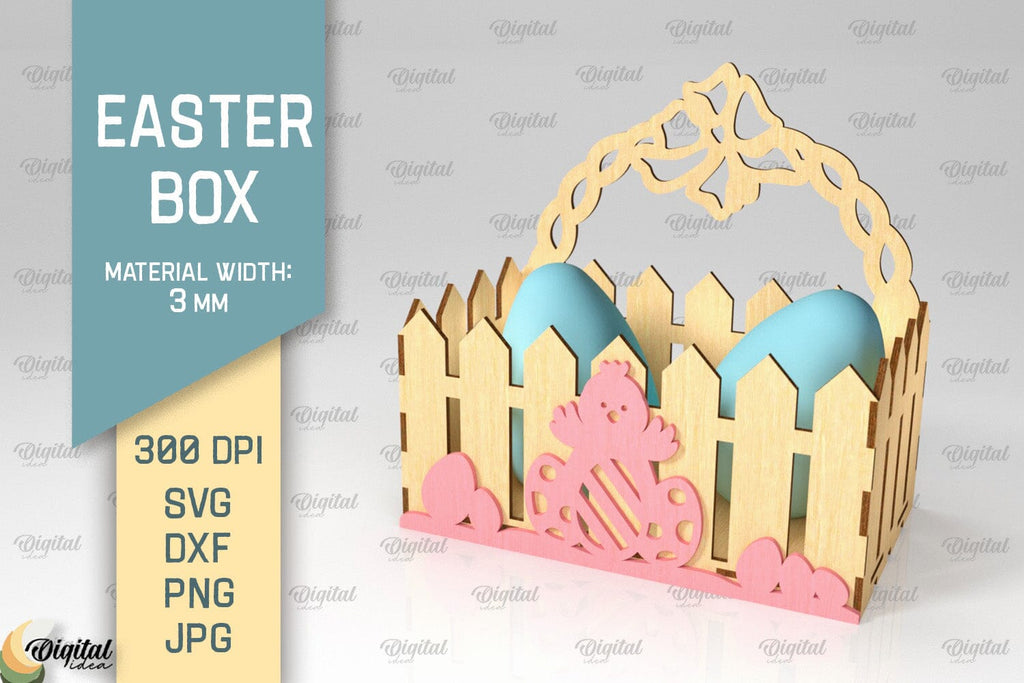 Easter Box SVG. 3D Easter Basket Laser Cut. Easter Chick SVG - So Fontsy