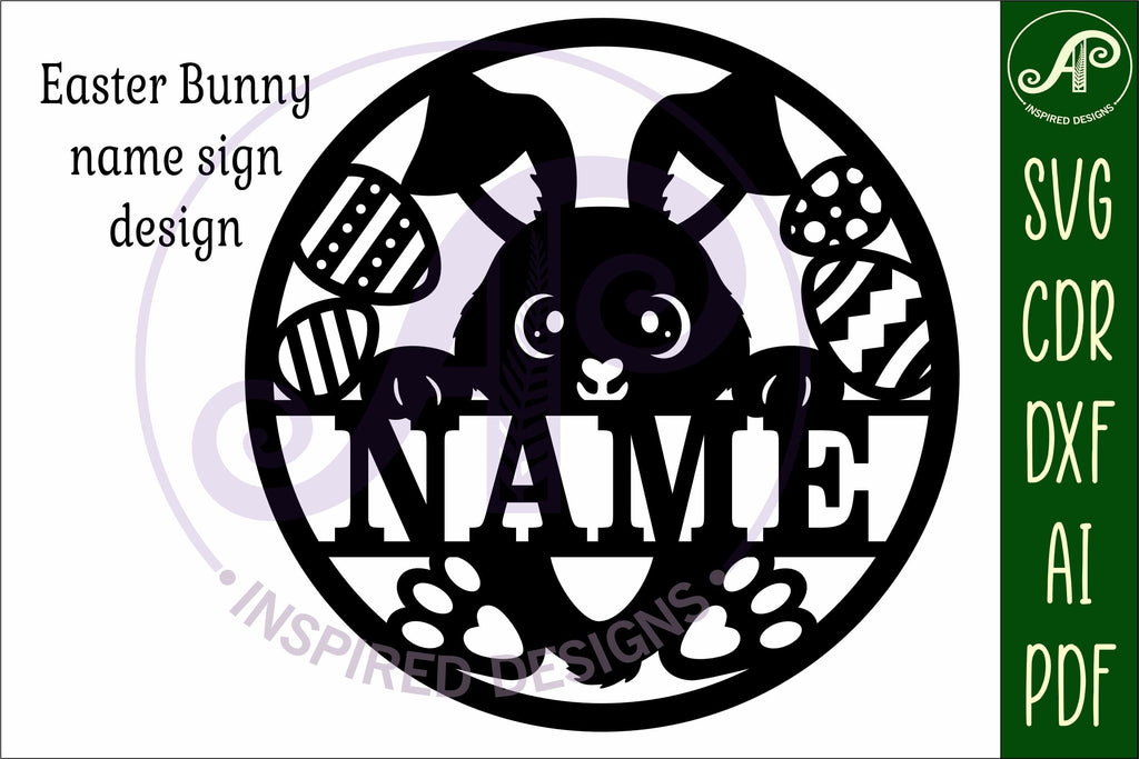Easter bunny name wall art sign, SVG file - So Fontsy
