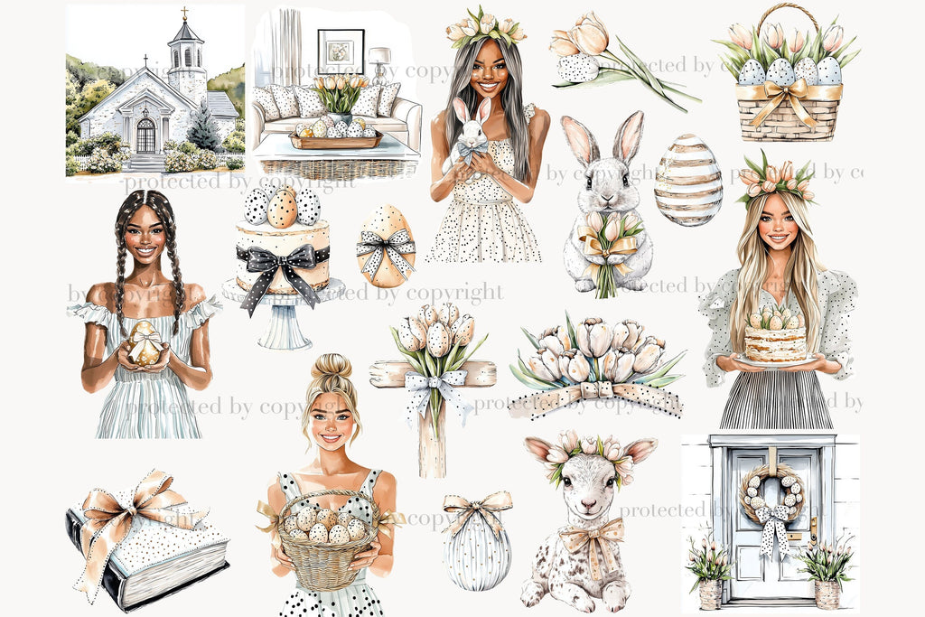 Easter Clipart PNG Bundle | Spring Graphics Collection - So Fontsy
