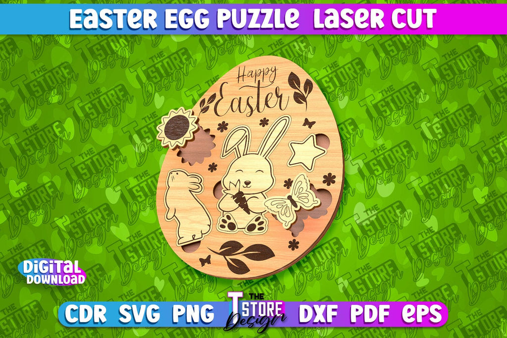Easter Egg Puzzle | Laser Cutting File | CNC File - So Fontsy
