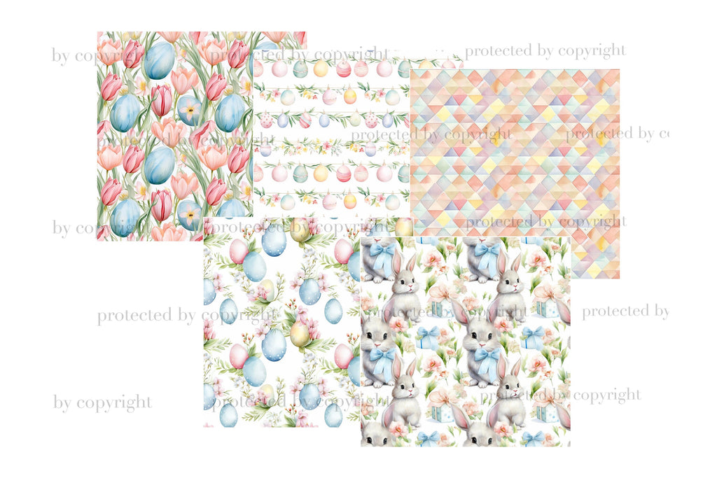 Easter Pastel Digital Paper | Spring Seamless Pattern Set - So Fontsy