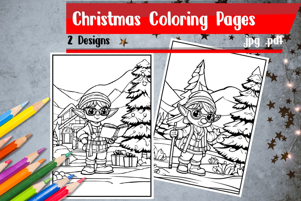 Elf Coloring Pages|Christmas Coloring Pages - So Fontsy
