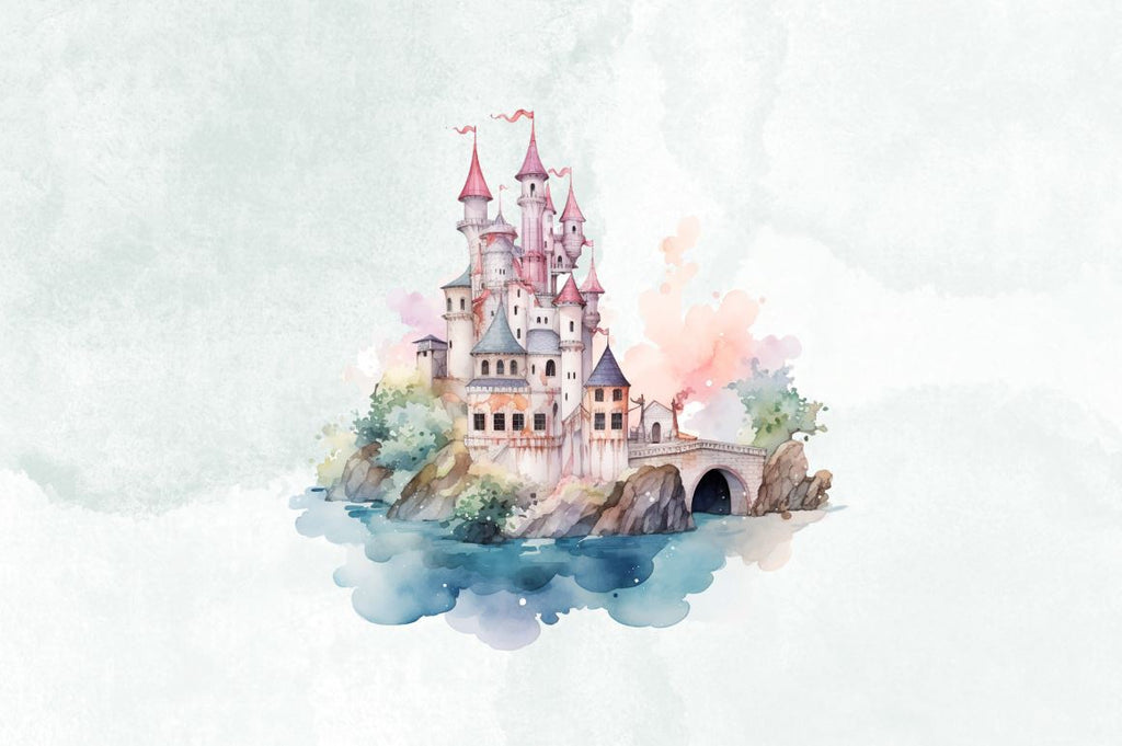 Fairy Castle Watercolor Clipart Bundle - So Fontsy