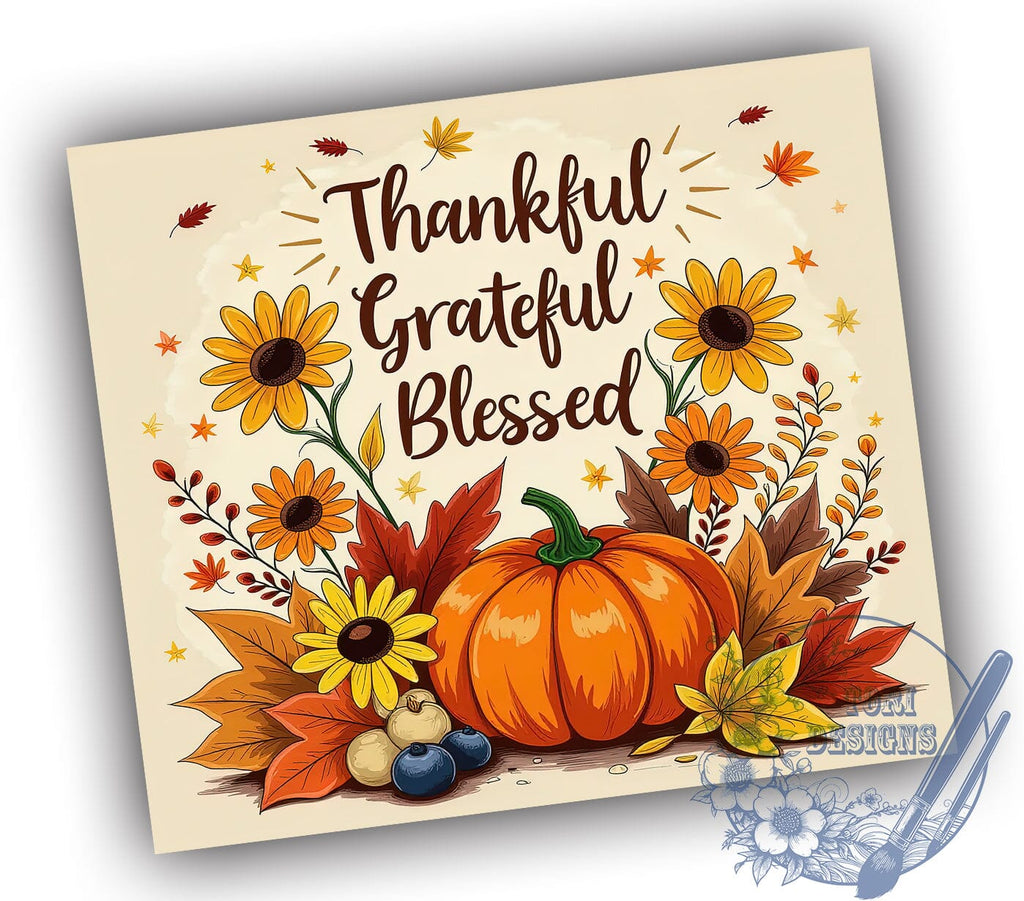 Fall Christian Inspirational 20oz Skinny Tumbler PNG, Thankful Grateful Blessed Tumbler ...