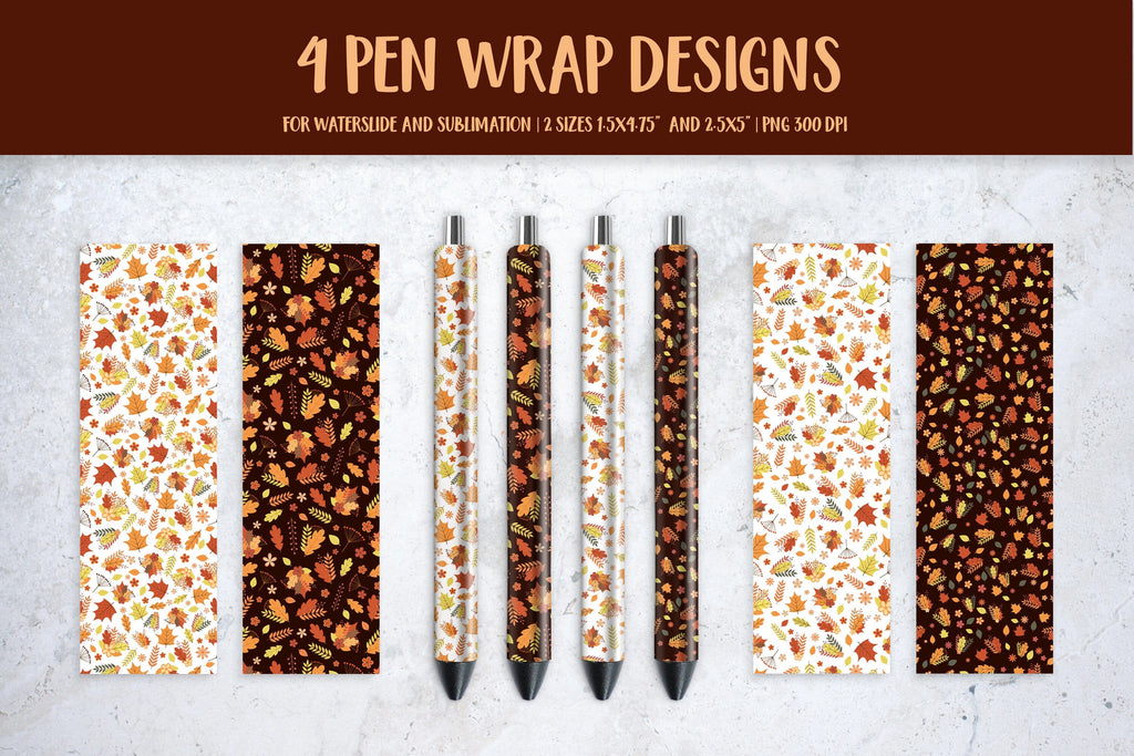 Fall Pen Wrap Sublimation or Waterslide. Autumn Pen APP2823 - So Fontsy
