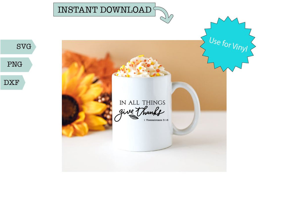 Fall/Thanksgiving Word Art-In All Things Give Thanks - So Fontsy