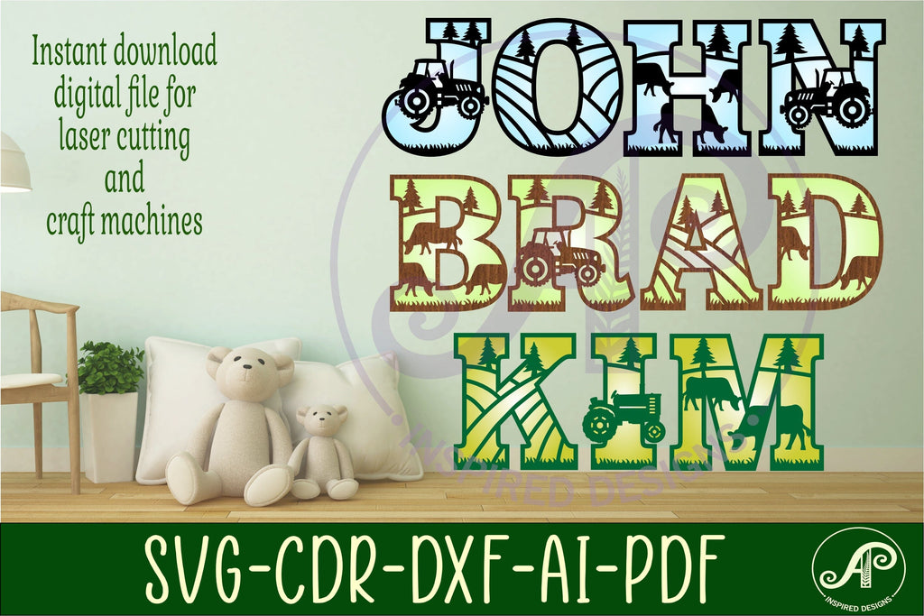 Farm tractor theme alphabet set. 2 layer 86 letters. - So Fontsy