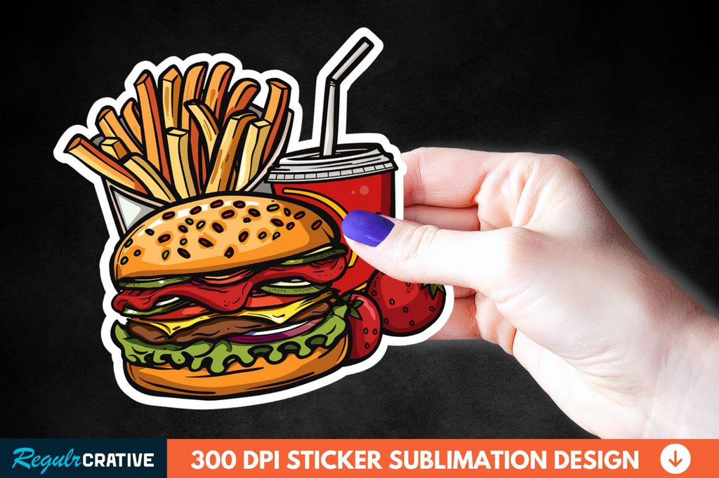 Fast Food sticker Clipart Bundle - So Fontsy